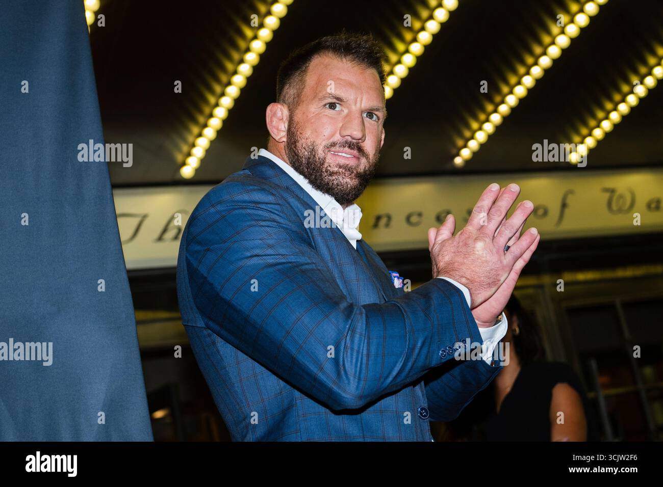 Ryan Bader arrives on the red carpet for "The Smashing Machine" at the ...