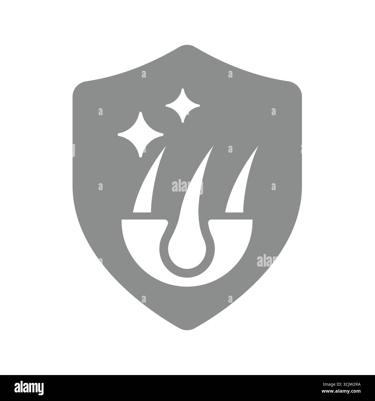 Healthy hair and anti dandruff vector icon. Hair follicle and shield ...