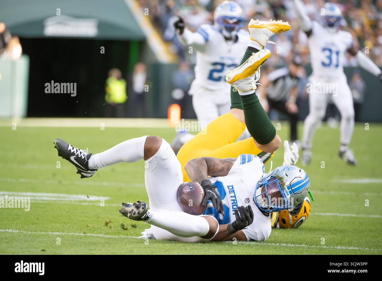 September 7, 2025: Detroit Lions safety Brian Branch (32) intercepts ...