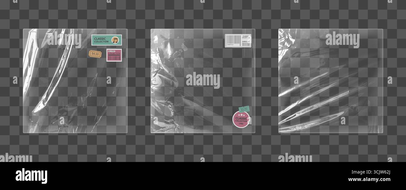 Clear plastic vinyl wrap set - transparent packaging materials, glossy ...