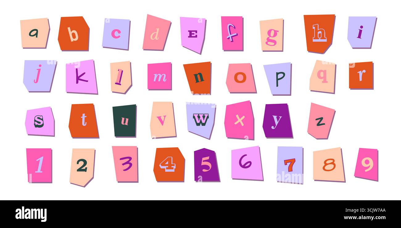 Playful clipping letters - y2k style alphabet with paper cutout ...