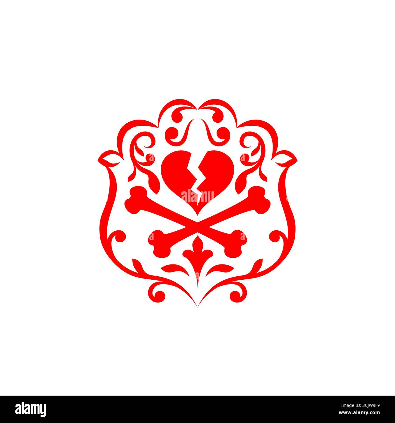 emblem with a broken heart, symbolizing lost love, heartbreak, sadness ...