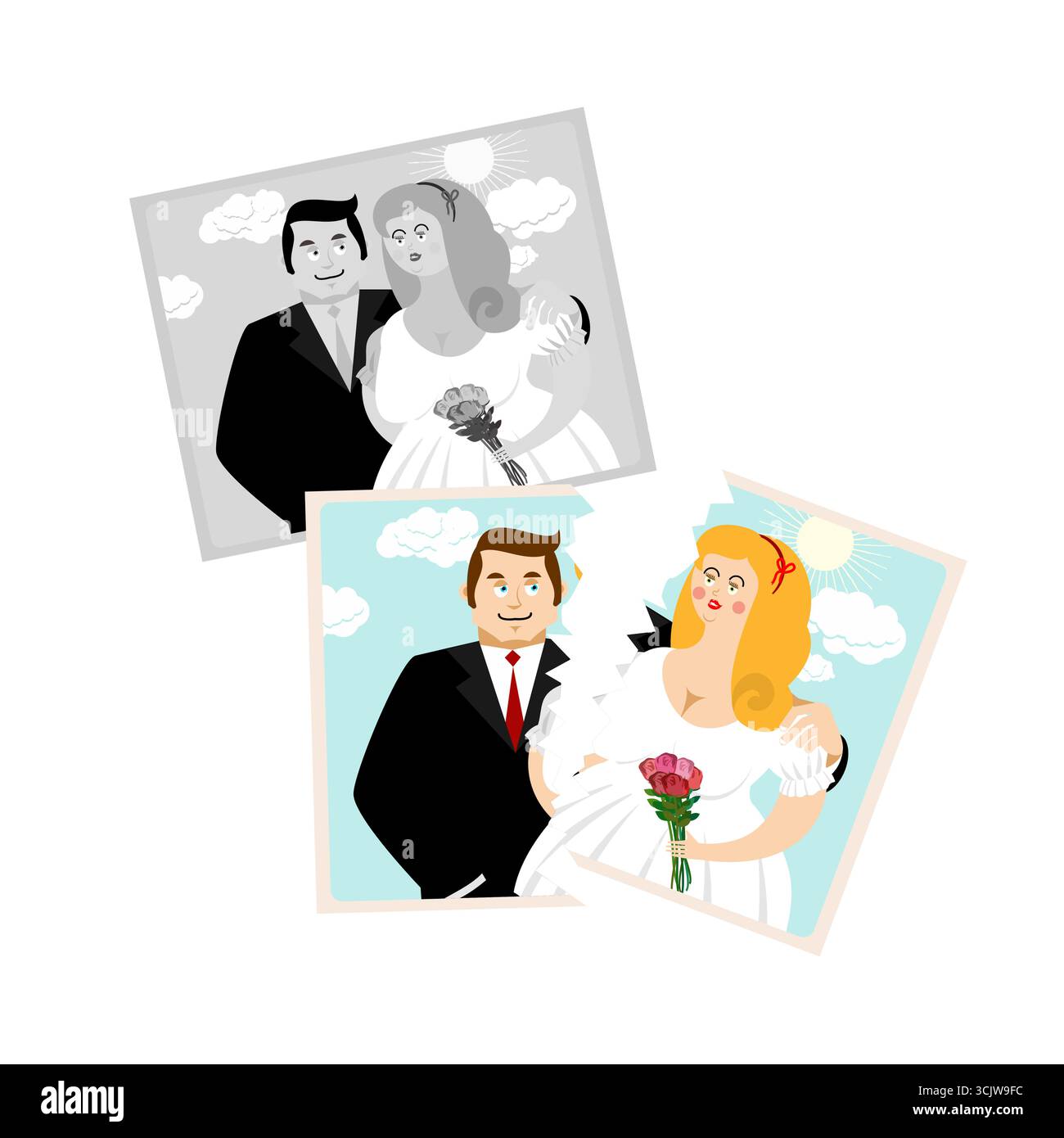 Torn family photo old Stock Vector Images - Alamy
