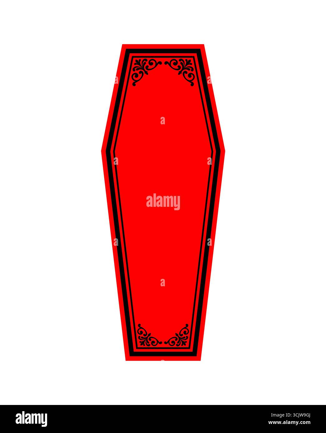red coffin with ornate vintage patterns. Gothic symbol of death, ritual ...