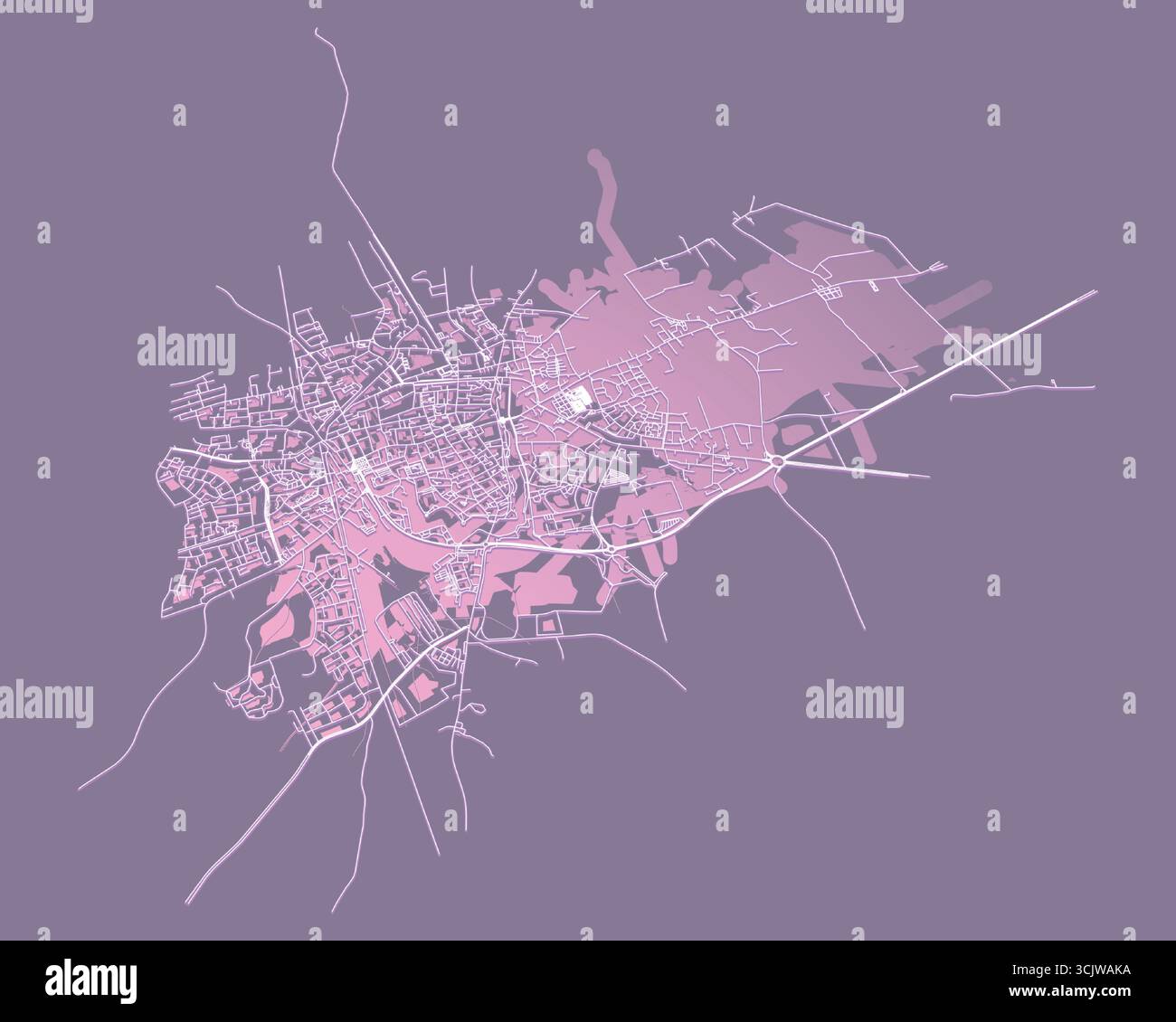 Ypres City in Belgium street road map,vector outline illustration image ...