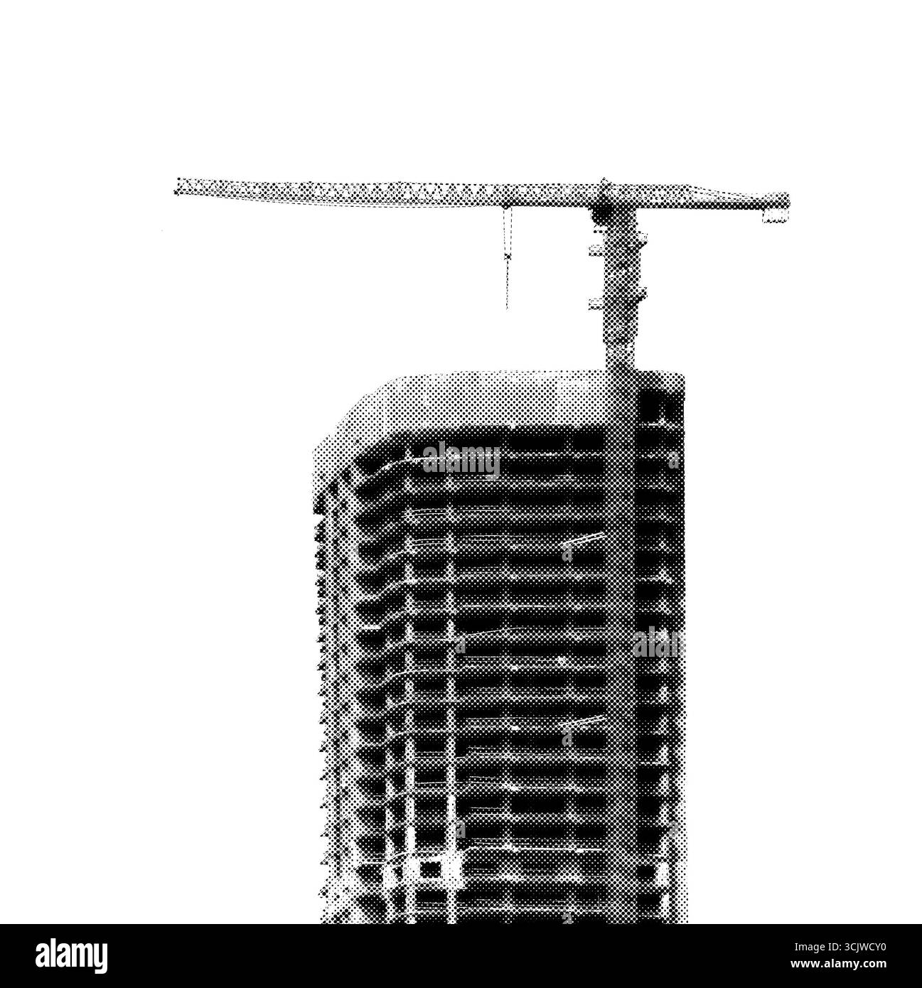 High rise apartment building under construction Black and White Stock ...