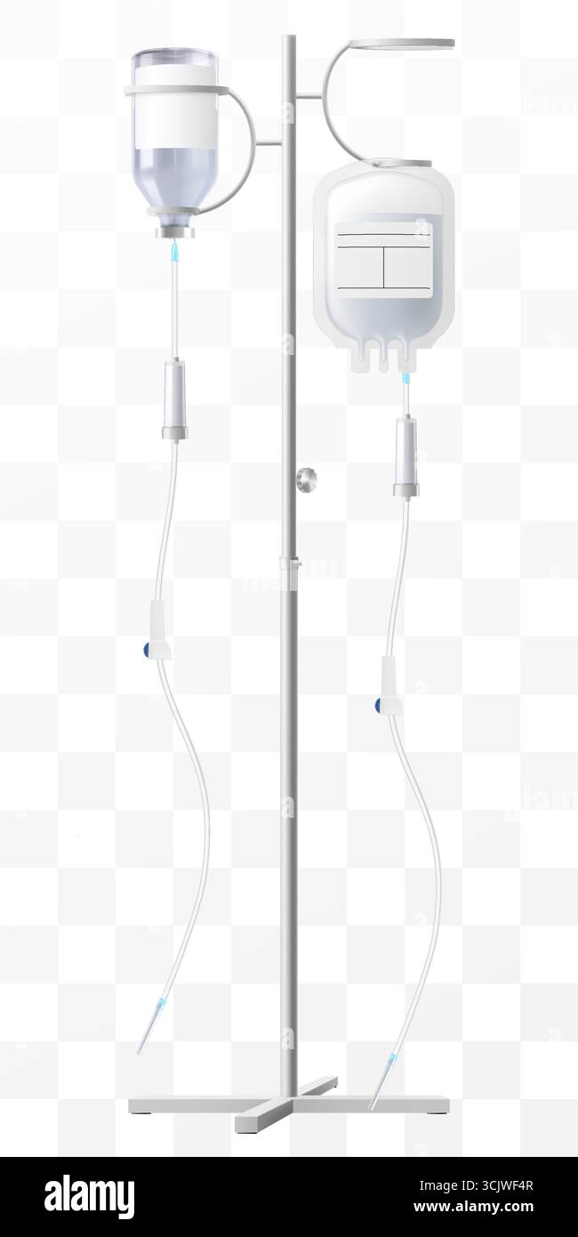IV Stand with Drug Vial and Saline solution bag- Medical Infusion Pole ...