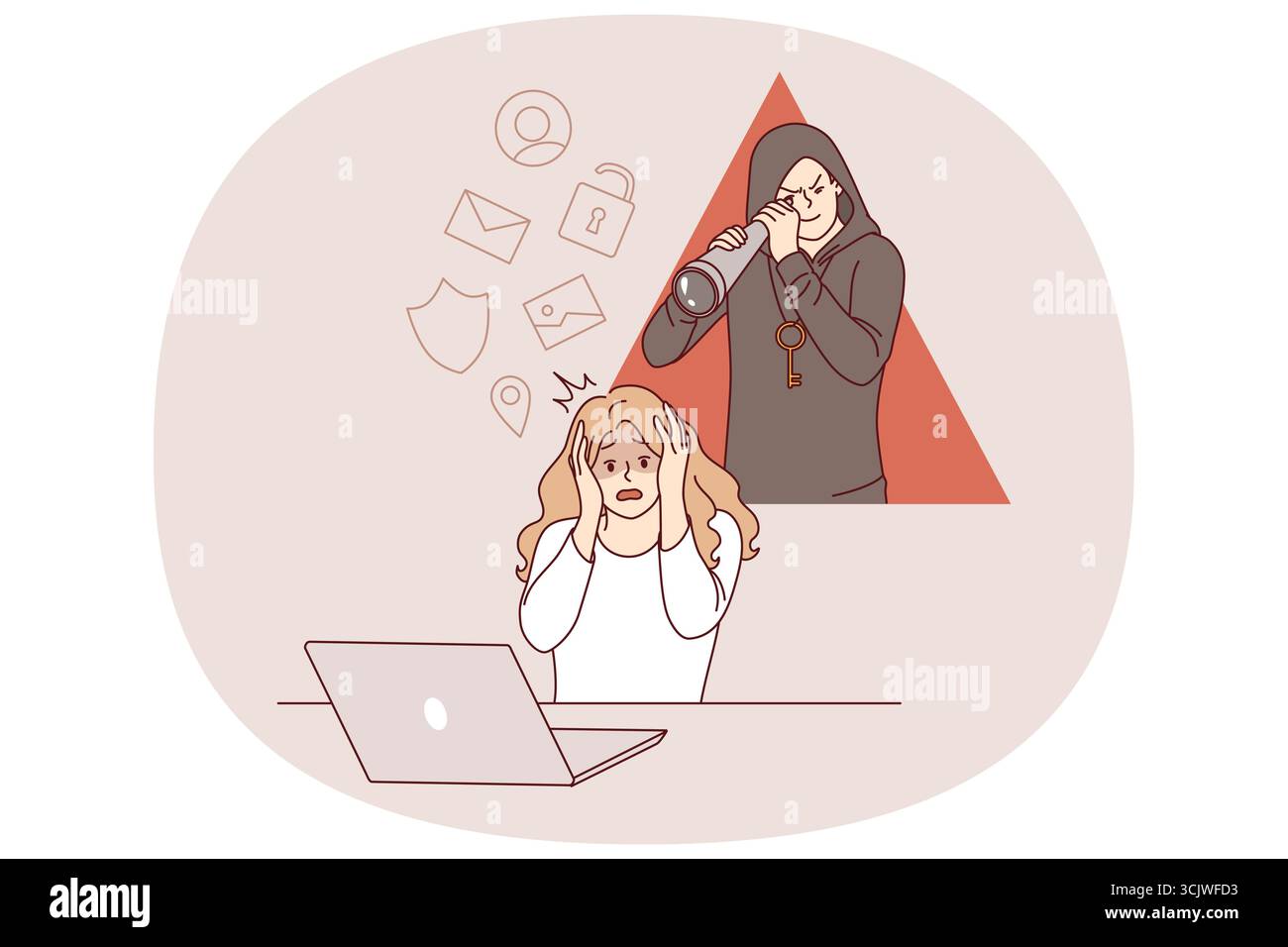 Man clutching computer Stock Vector Images - Alamy