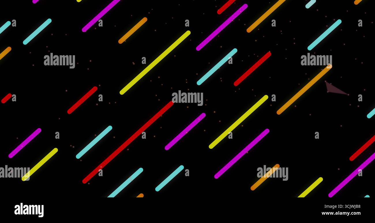 Displaying diagonal neon bars across black digital canvas, featuring ...