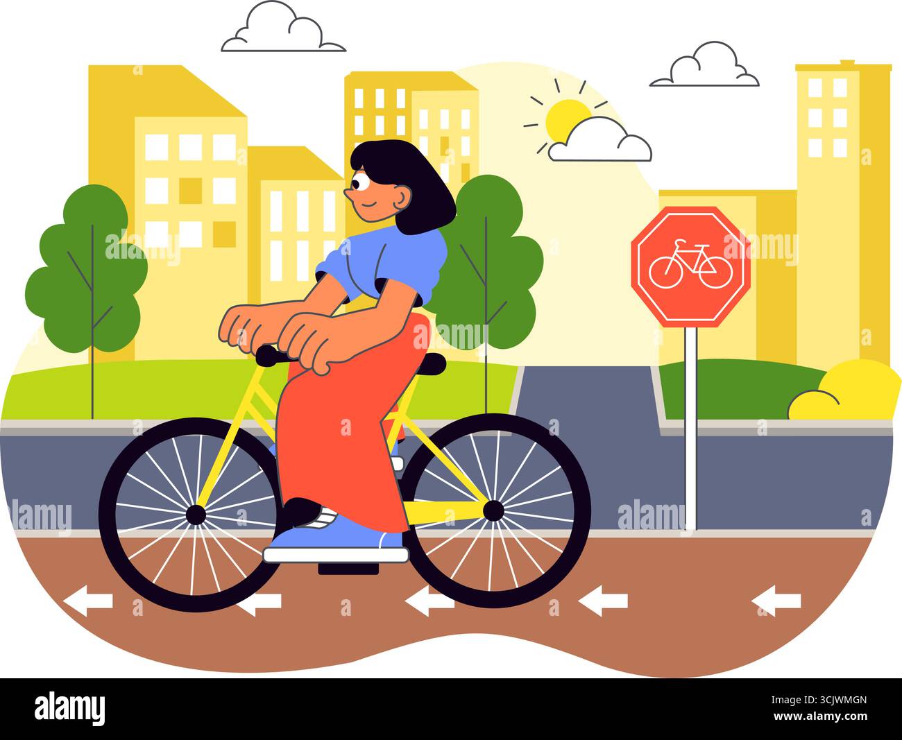 Urban Cycling Vector Illustration featuring People Engaged in Outdoor ...