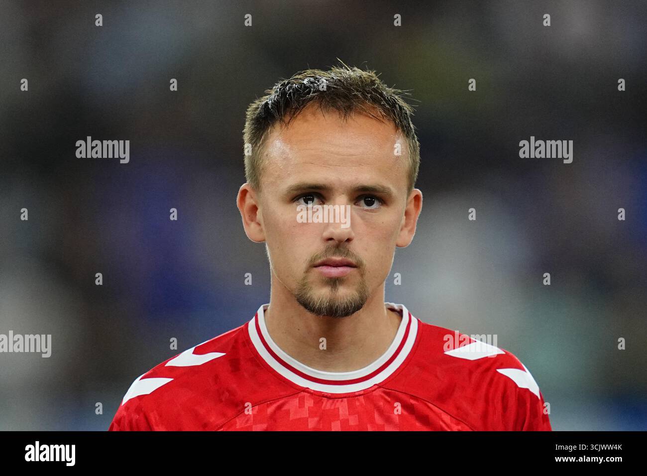 September 08 2025: Mikkel Damsgaard of Denmark looks on during a World ...