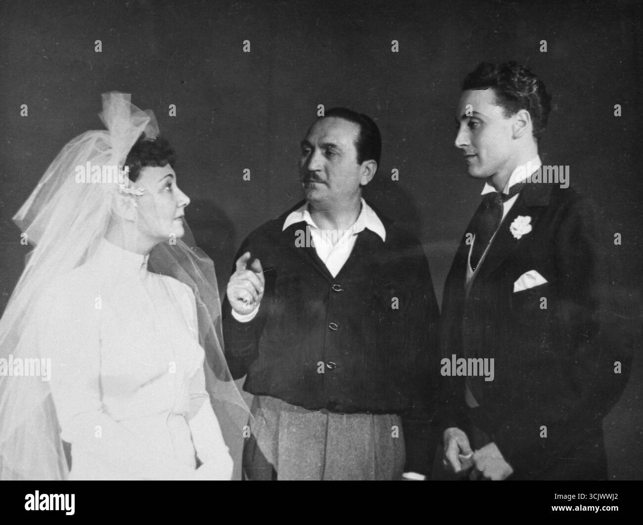 Stage actors in a theatre play, Italy 1950s Stock Photo - Alamy
