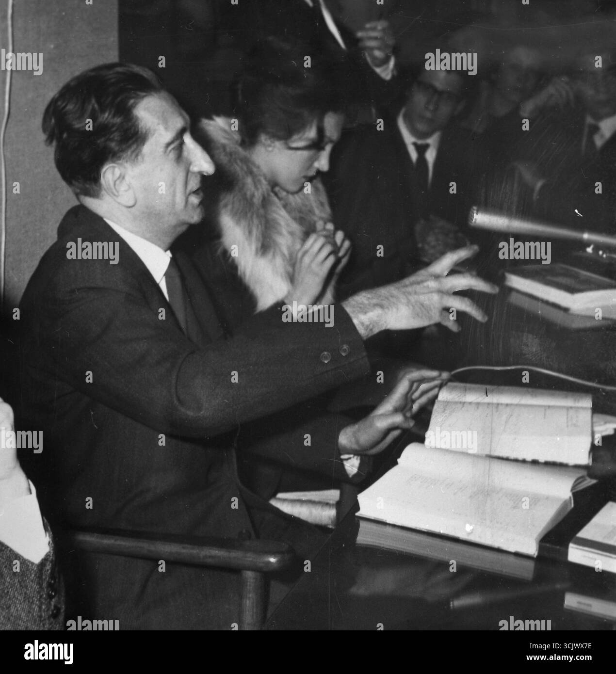 Italian philosopher Enzo Paci at a conference, 1950s Stock Photo - Alamy