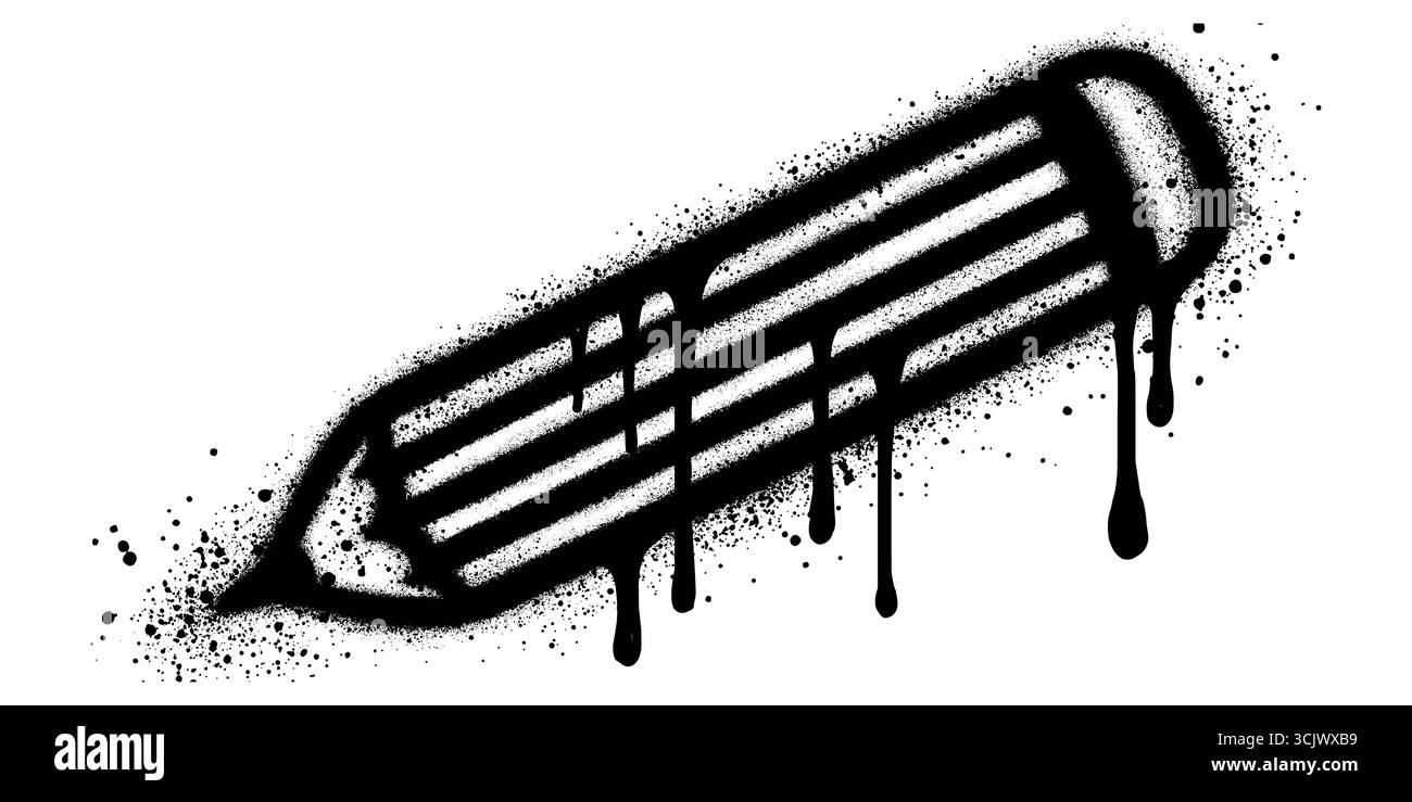 pencil graffiti with black spray paint. vector illustration Stock ...