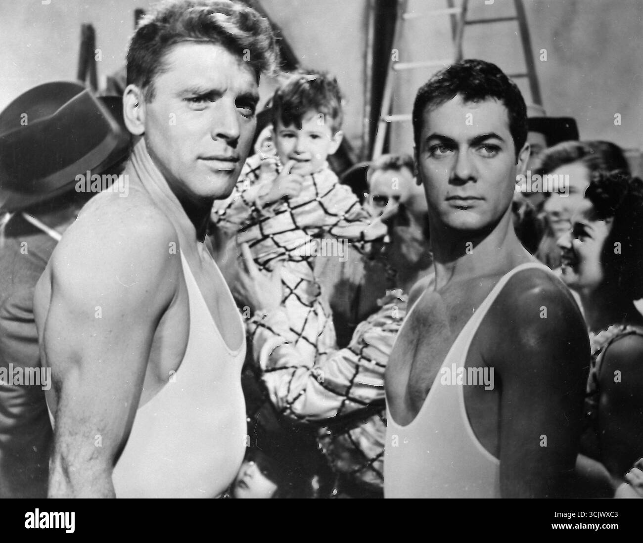 American actors Tony Curtis and Burt Lancaster in the movie Trapeze ...