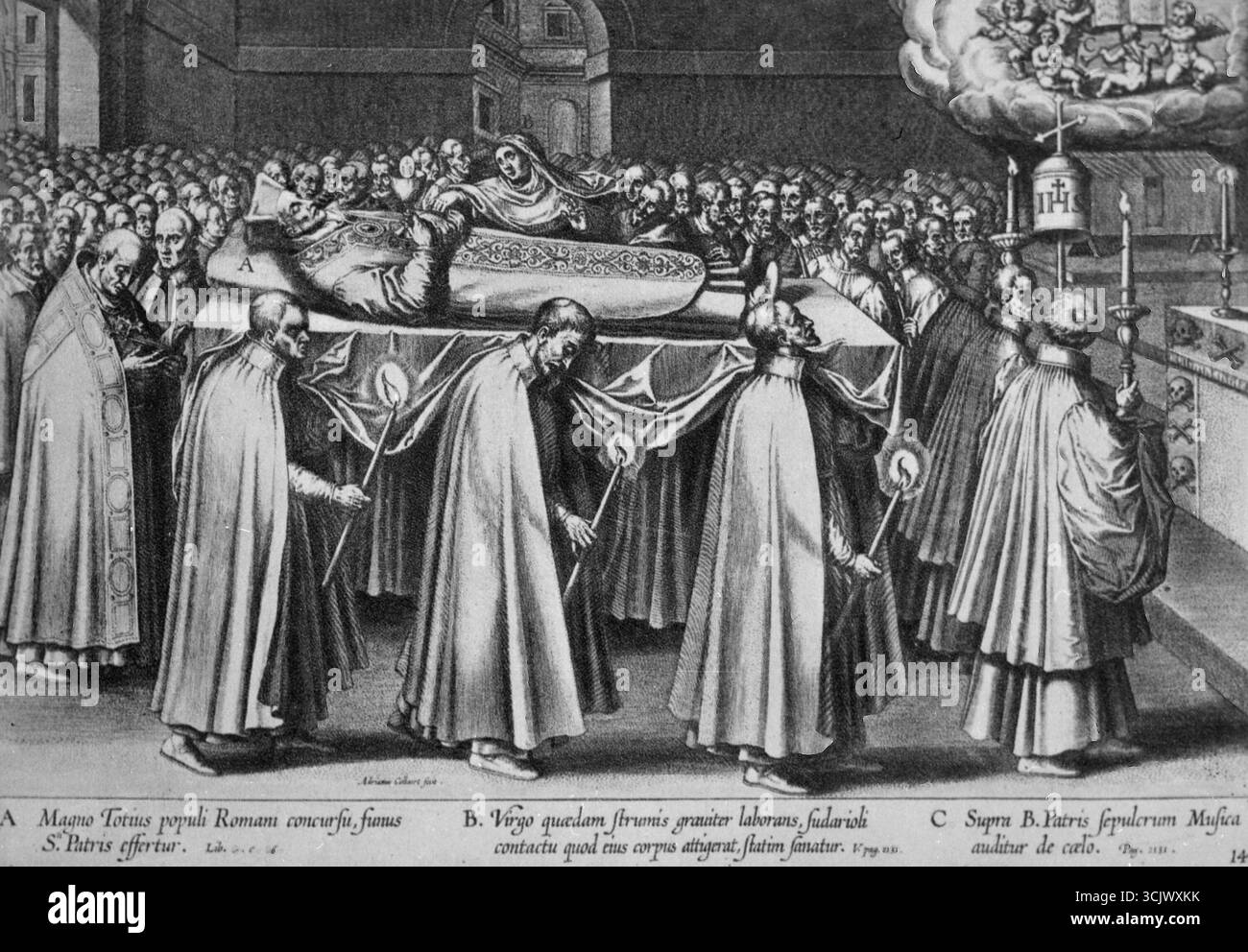 St Ignazio’s funeral in St Mary of the Strada, engraving by artist ...