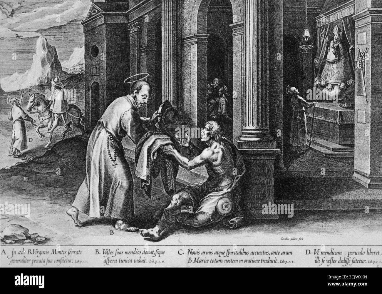 St Ignazio's repent in Monserrat, illustration by Flemish engraver ...