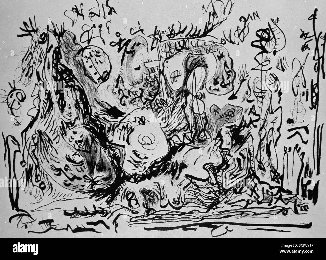 Drawing on paper by American artist Jackson Pollock, 1944 Stock Photo ...