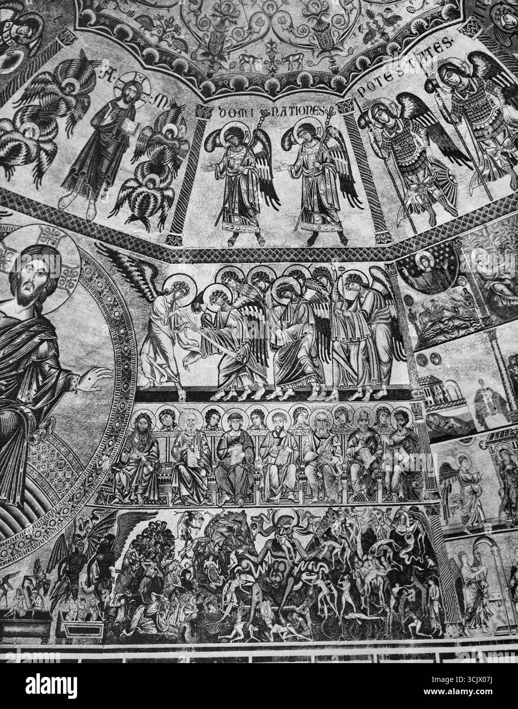 Detail of the mosaics on the dome of the Baptistery of St John ...