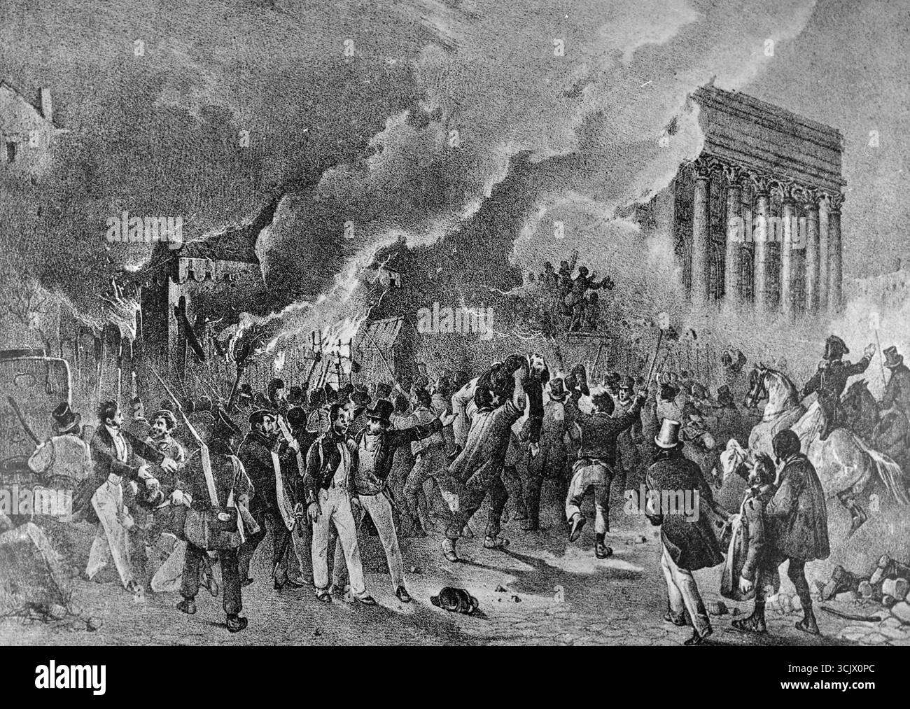 French July Revolution: Fire and conquest of the Gendarmerie in Place ...