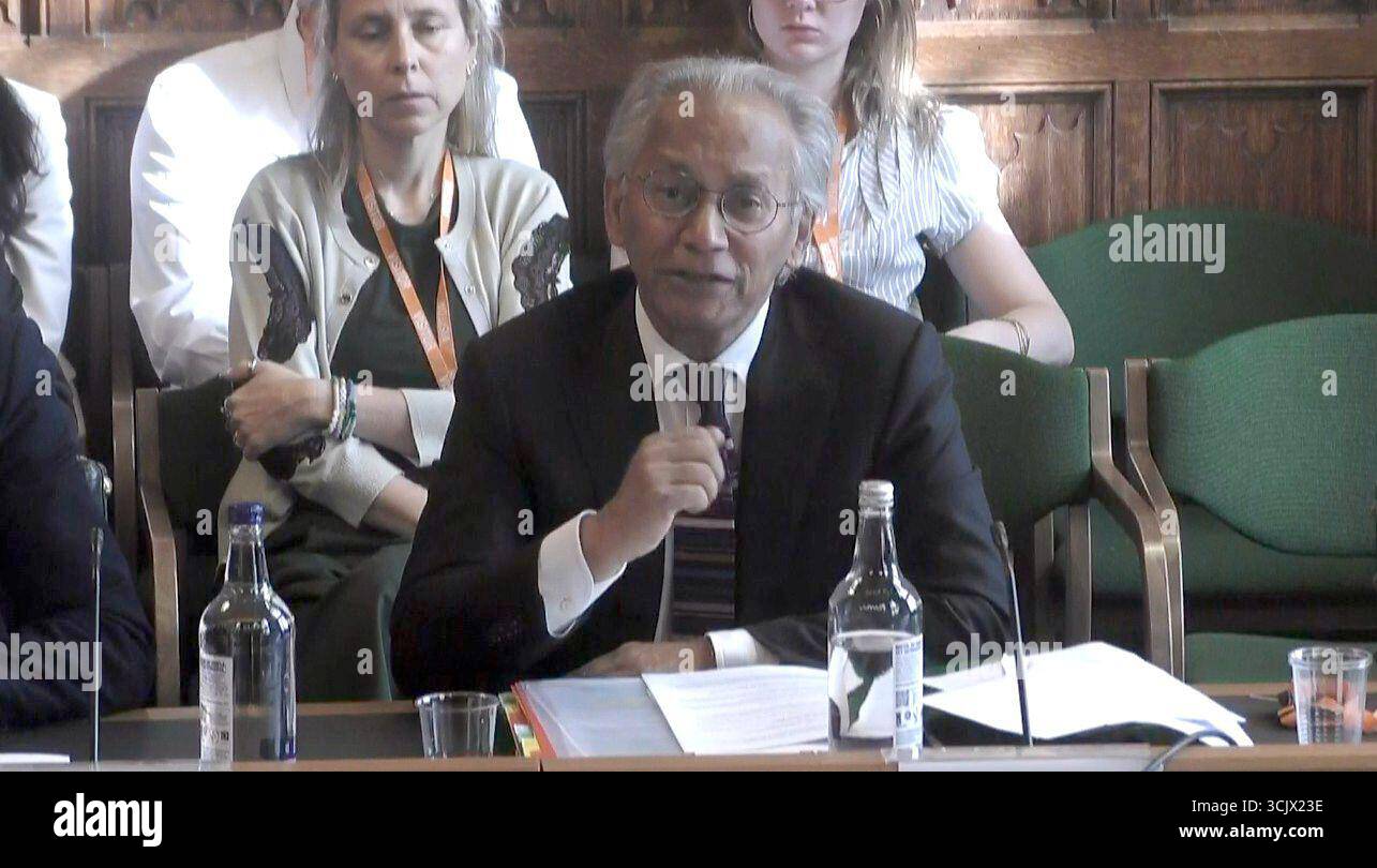Screen grab of Samir Shah, chairman at the BBC appearing before the ...