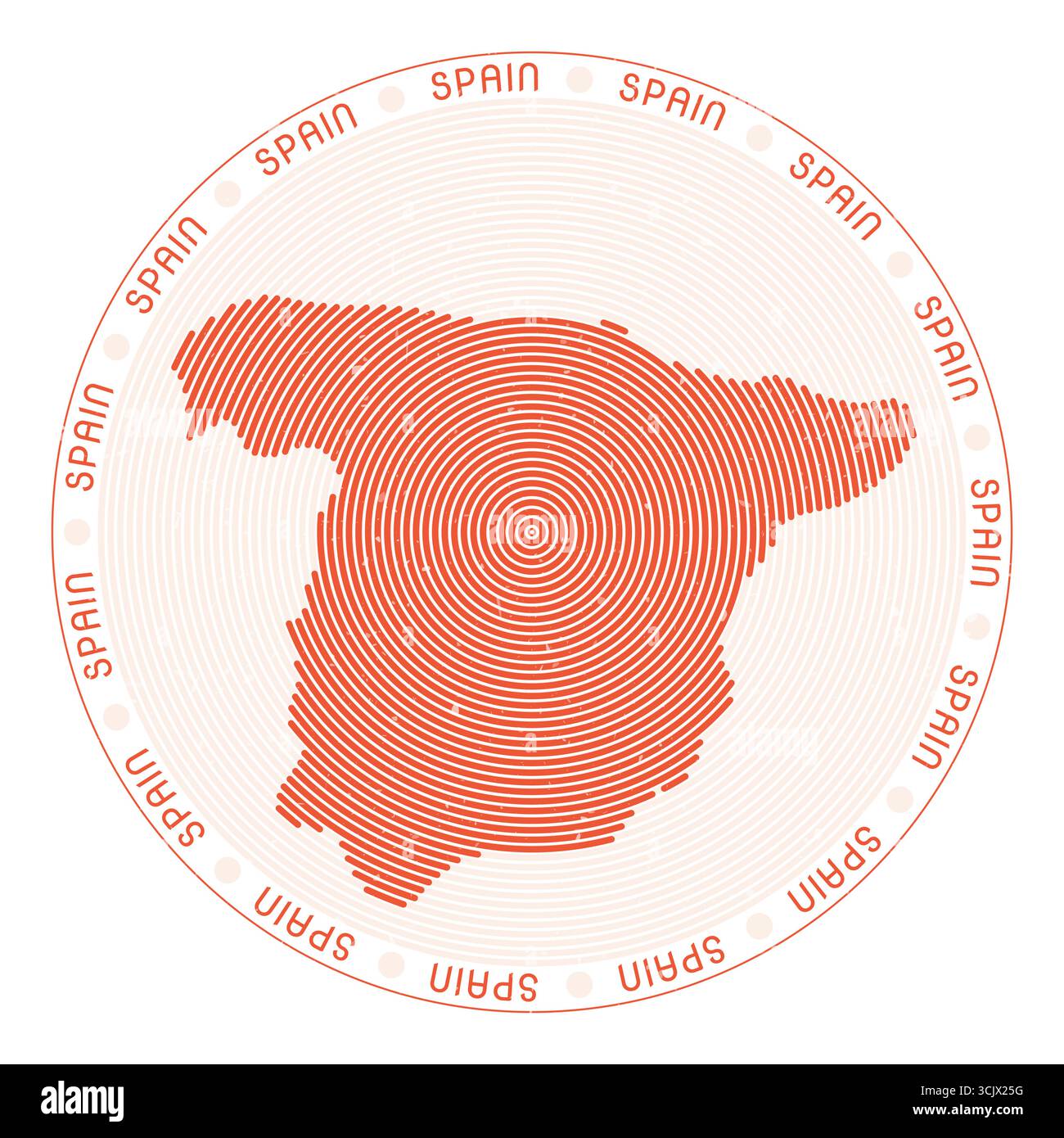 Spain shape radial arcs. Country round icon. Spain logo design poster ...