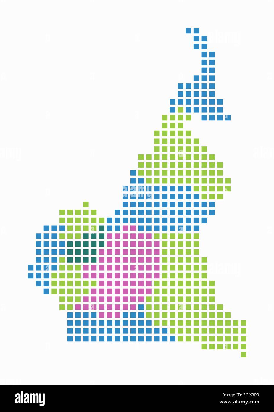 Cameroon dotted map. Digital style map of the country on a white ...