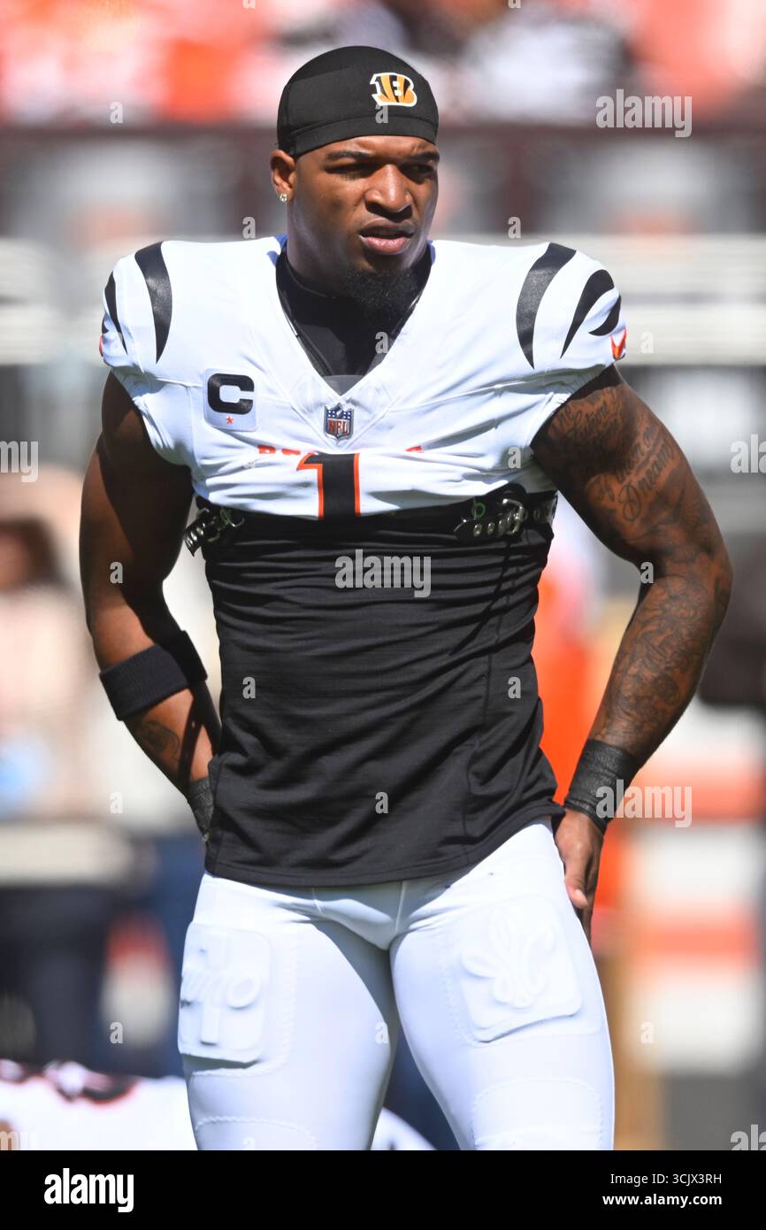 Cincinnati Bengals wide receiver Ja'Marr Chase (1) warms up before an ...