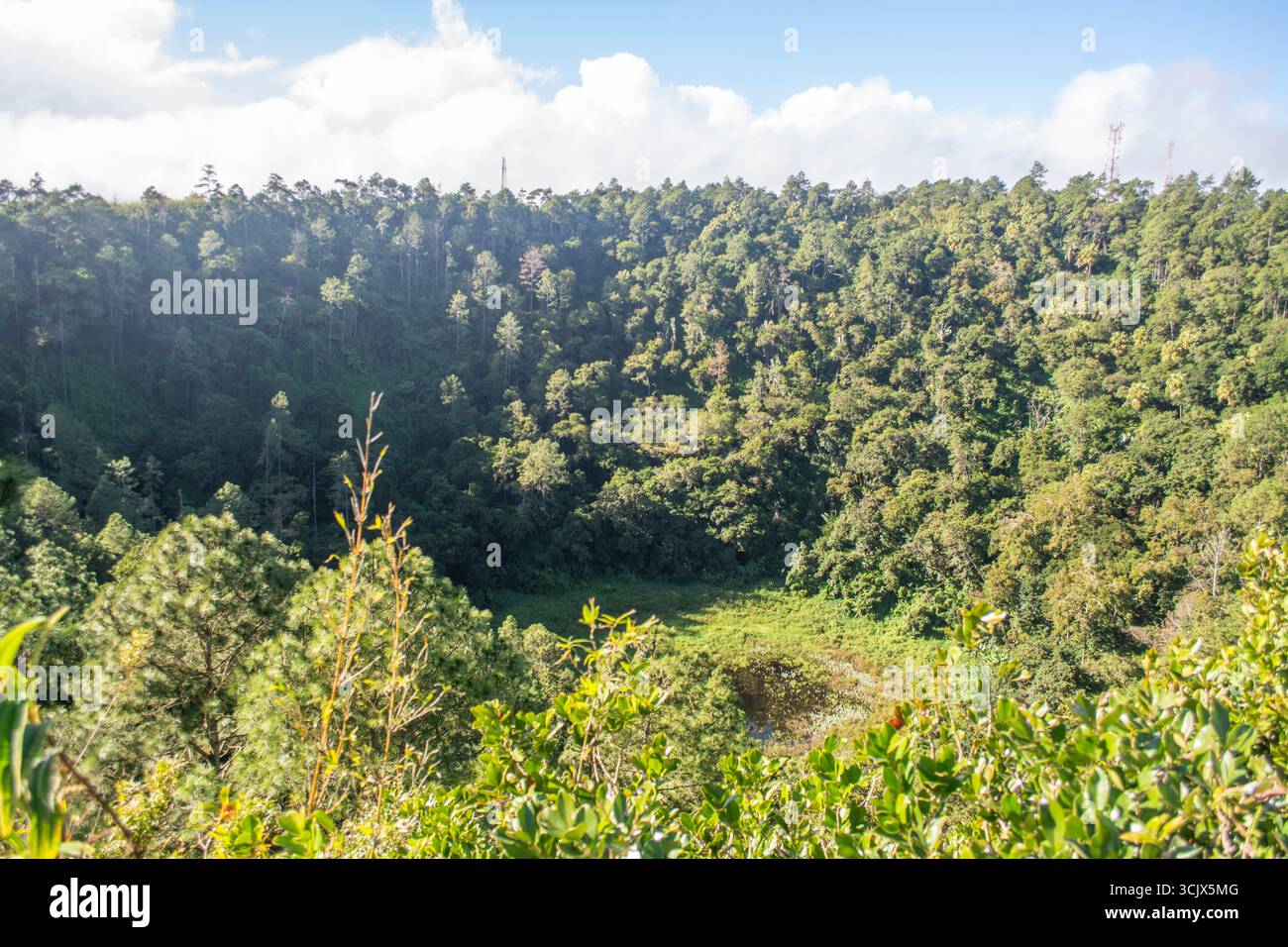 Crater of the dormant volcano, Trou aux Cerfs, at Curepipe on the ...