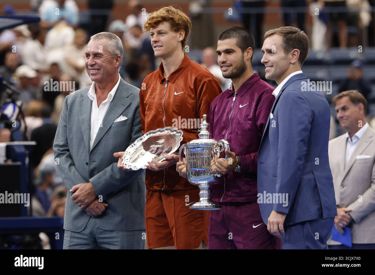 Ivan Lendl, finalist Jannik Sinner of Italy, winner Carlos Alcaraz of ...