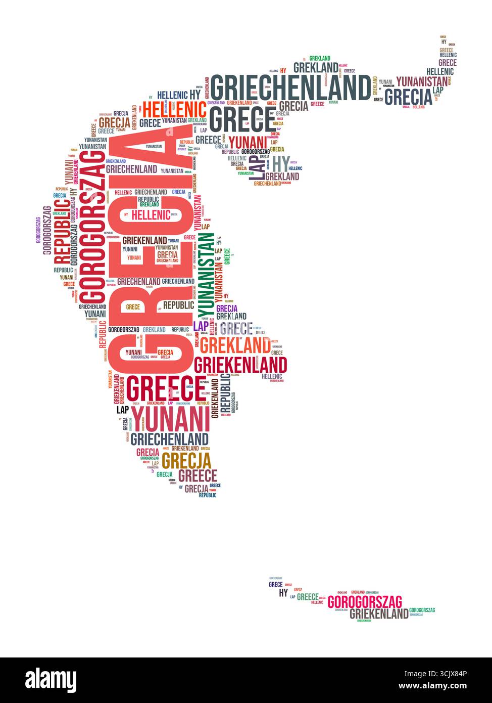 Greece country shape word cloud. Typography style country illustration ...