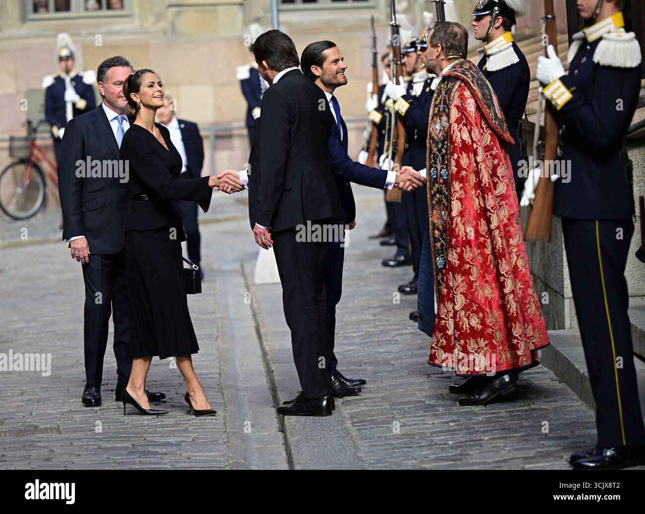 Princess Madeleine and Prince Carl Philip arrive at Storkyrkan ...