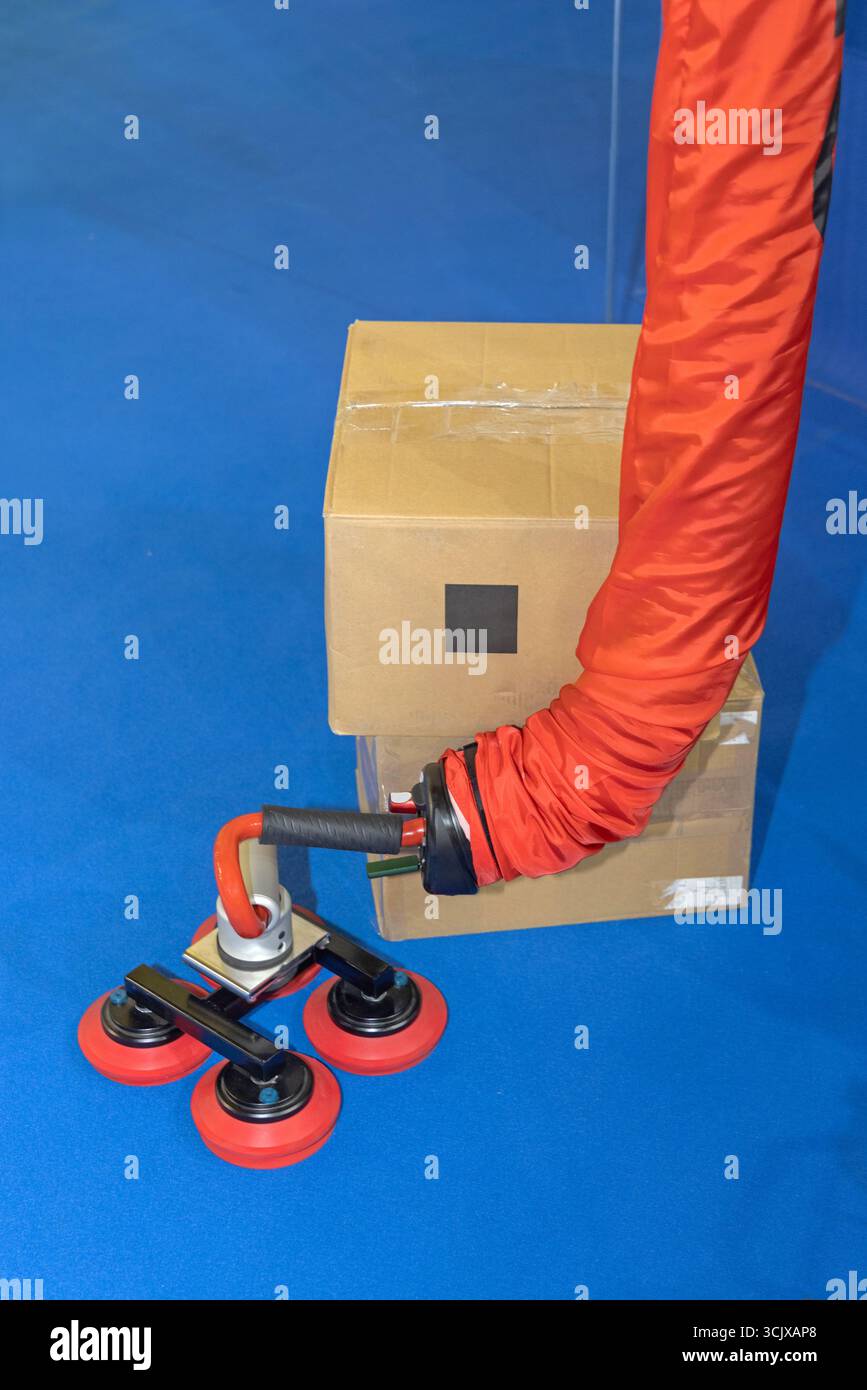 Lifting Heavy Weight Boxes Vacuum Hoist Lifter in Factory Stock Photo ...