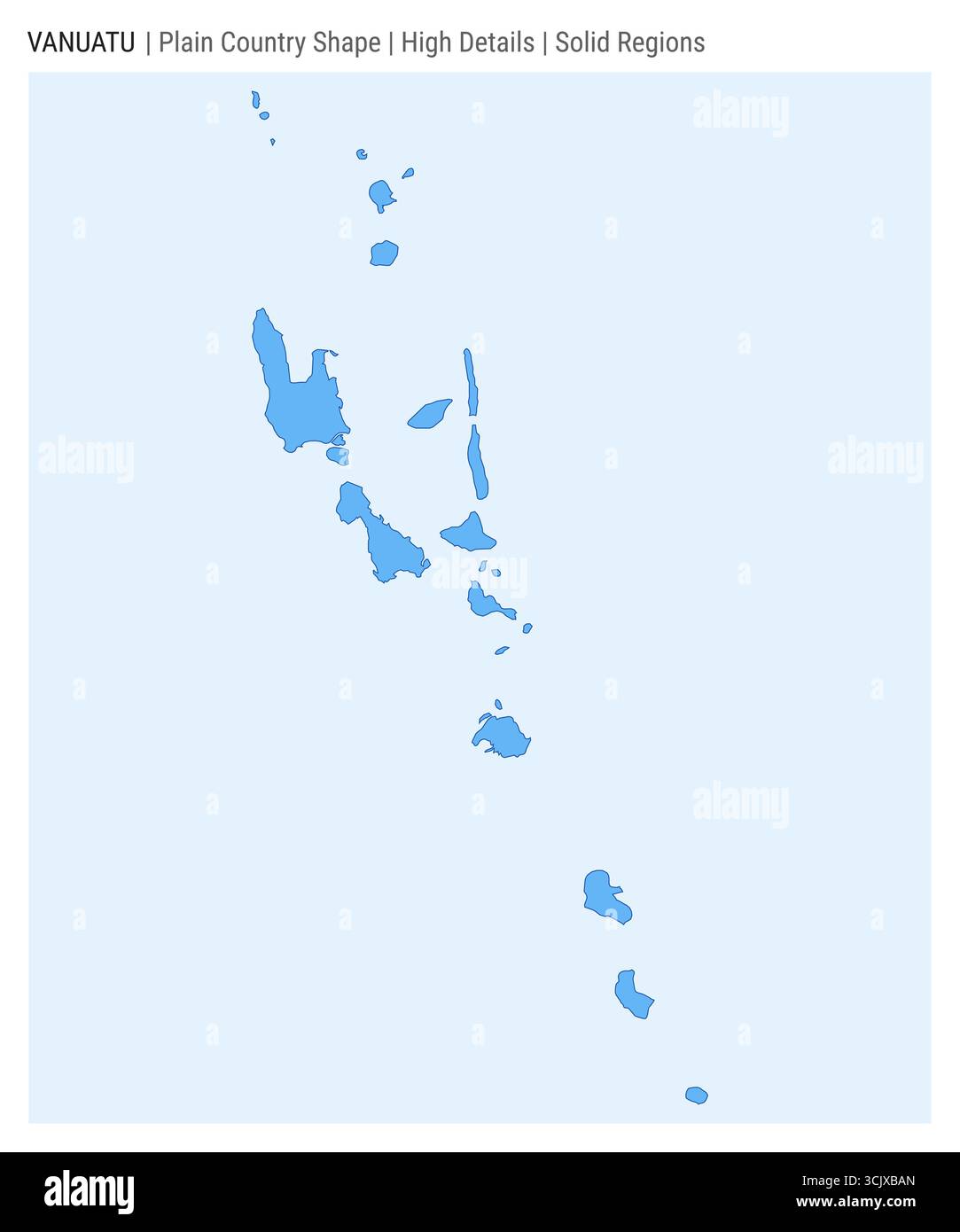 Vanuatu plain country map. High details. Solid regions style. Shape of ...