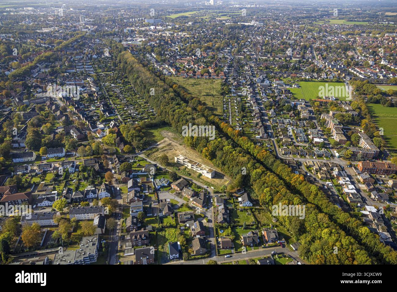 Aerial view, Lost Place former secondary school, derelict area and ...