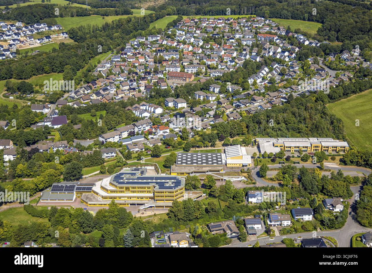 Aerial view, Municipal secondary school, sports hall Rothenstein and ...