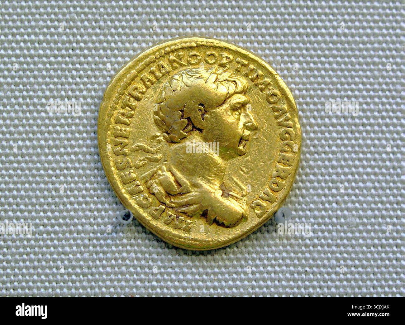 Gold Roman aureus coin of Roman emperor Trajan of the Roman empire AD ...