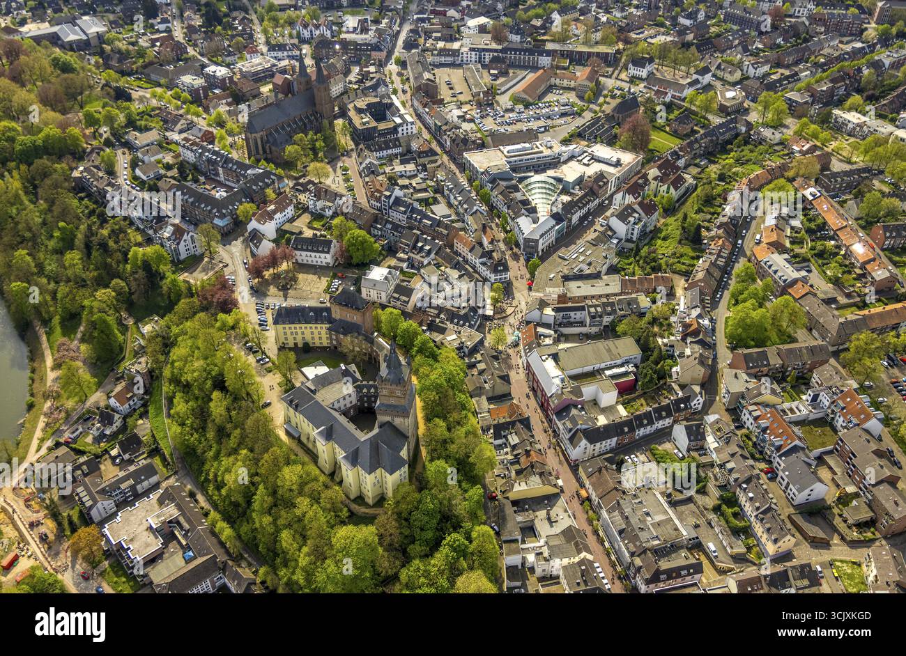 Aerial view, overview of the picturesque old town Kleve with the ...
