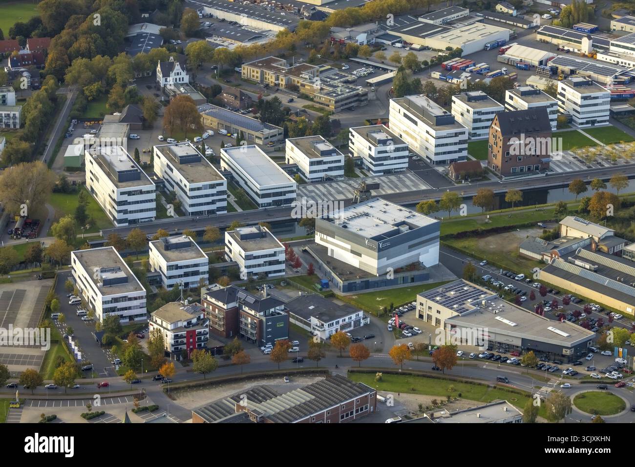 Aerial view, Spoy Canal and Rhine-Waal University of Applied Sciences ...