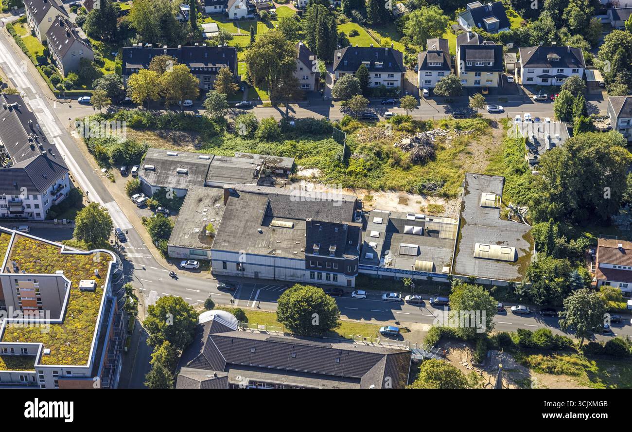 Aerial view, construction site with building demolition work at ...