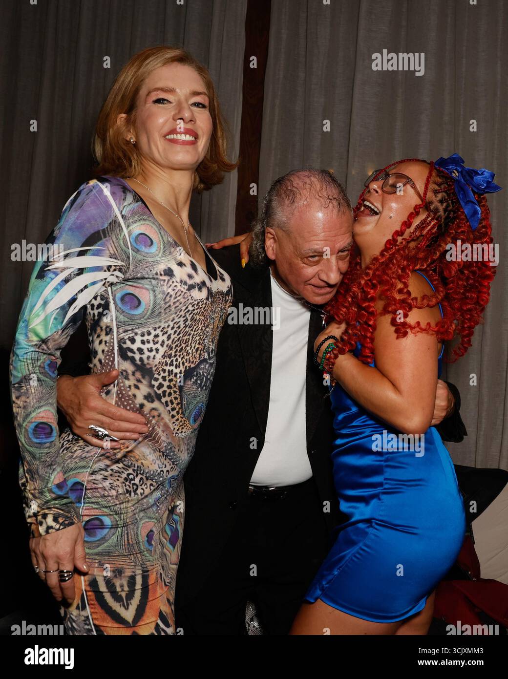 Cristina Parovel, Alan Enfield and Kelly Johana attend the Sauvelle End of Summer Party held at ...