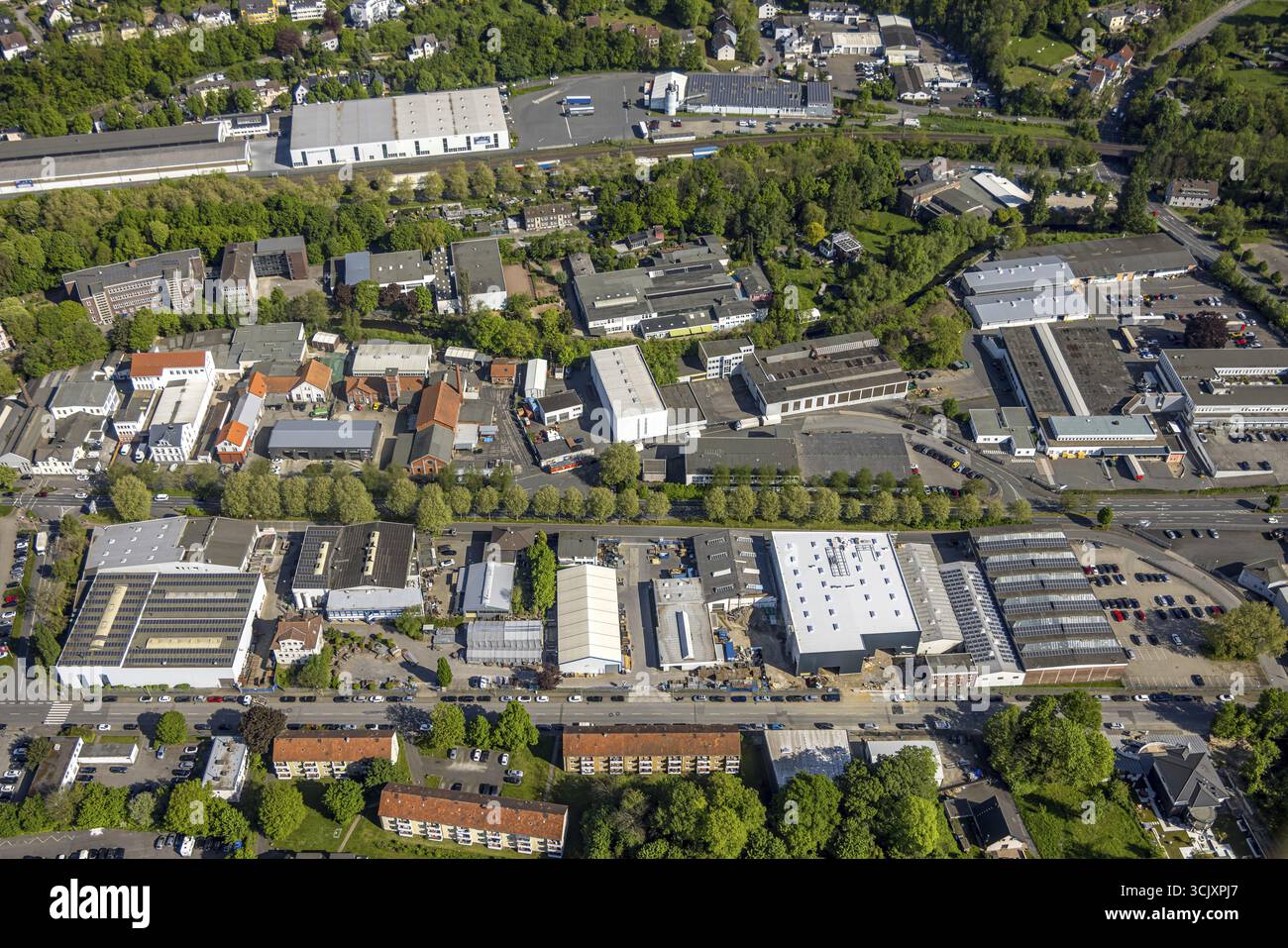 Aerial view, Stahlkontor Preusser Strasse, Christian-Rohlfs-Gymnasium ...