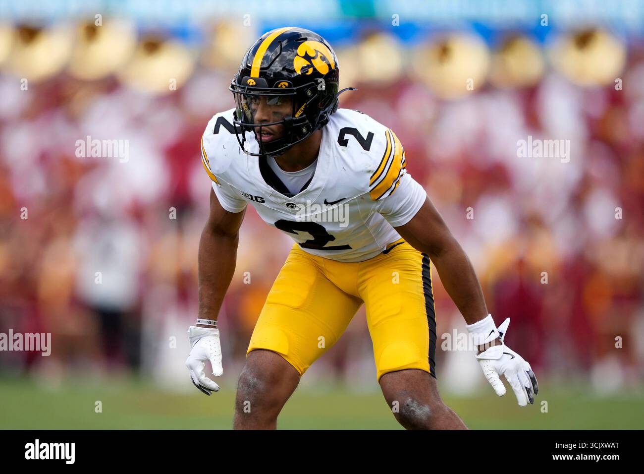 Iowa defensive back TJ Hall gets set for a play during the second half ...