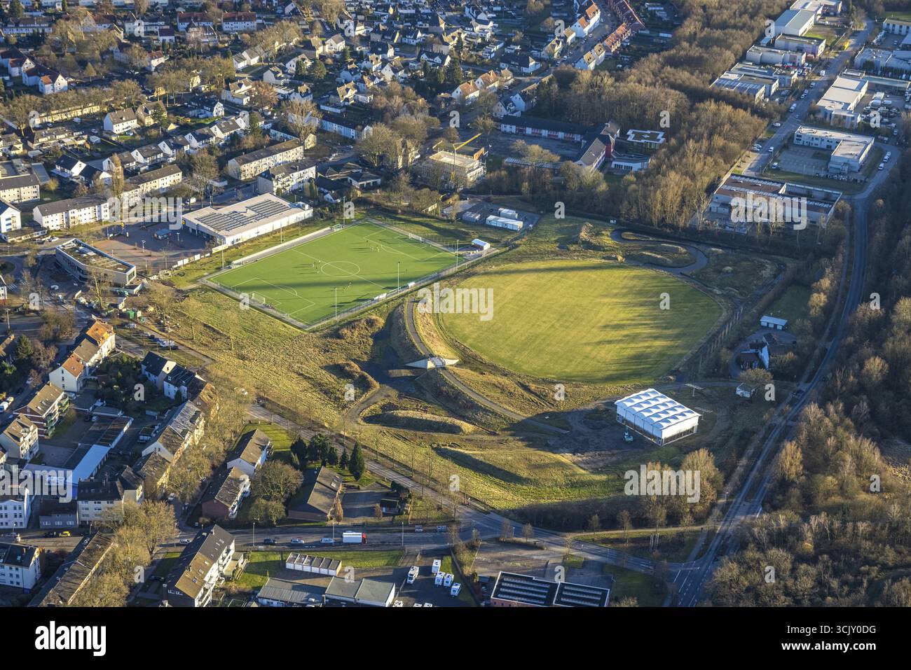 Aerial view, football stadium SportPark Mottbruch Sportanlage ...