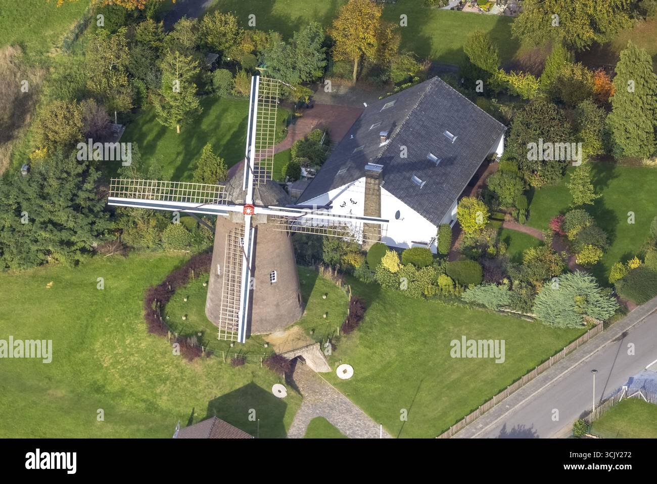 Aerial view, Gerritzens Muehle Hollaender-Windmuehle mit ...