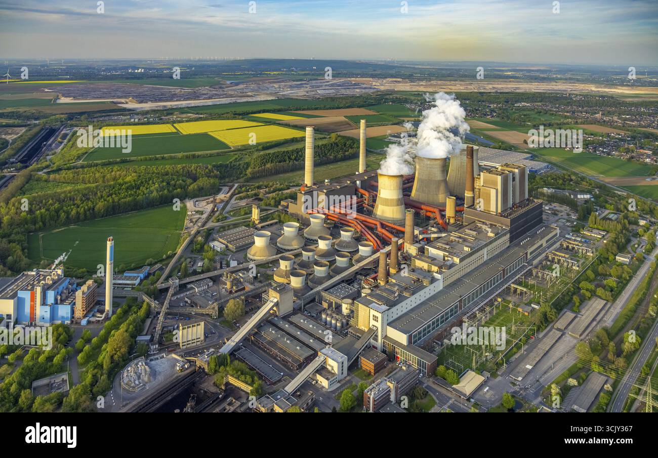 Aerial view, Weisweiler lignite-fired power plant, power plant site of ...