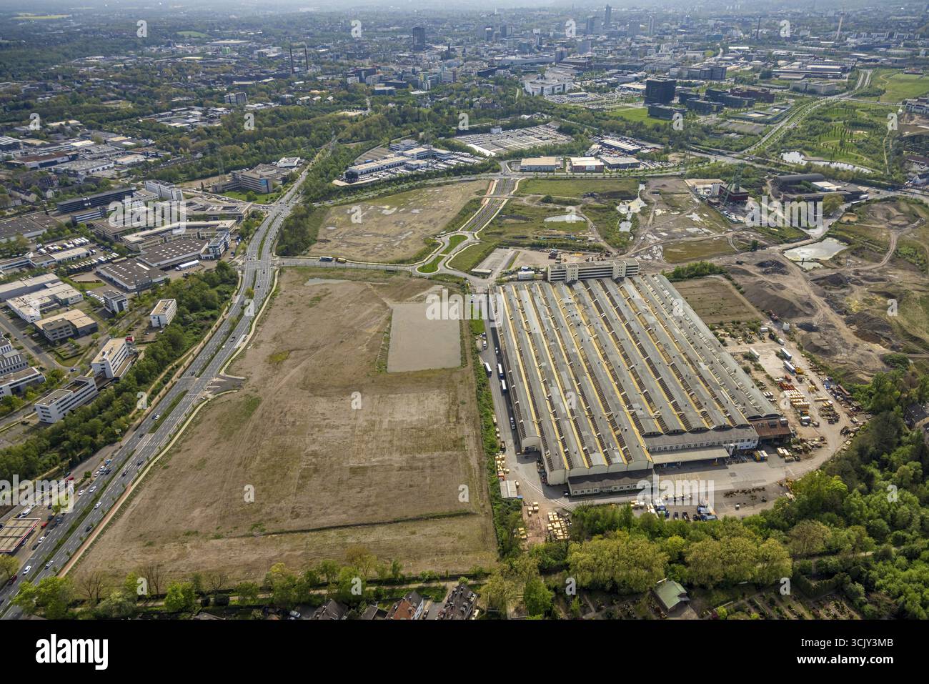 Aerial view, construction area new building Stadtquartier Essen 51 ...