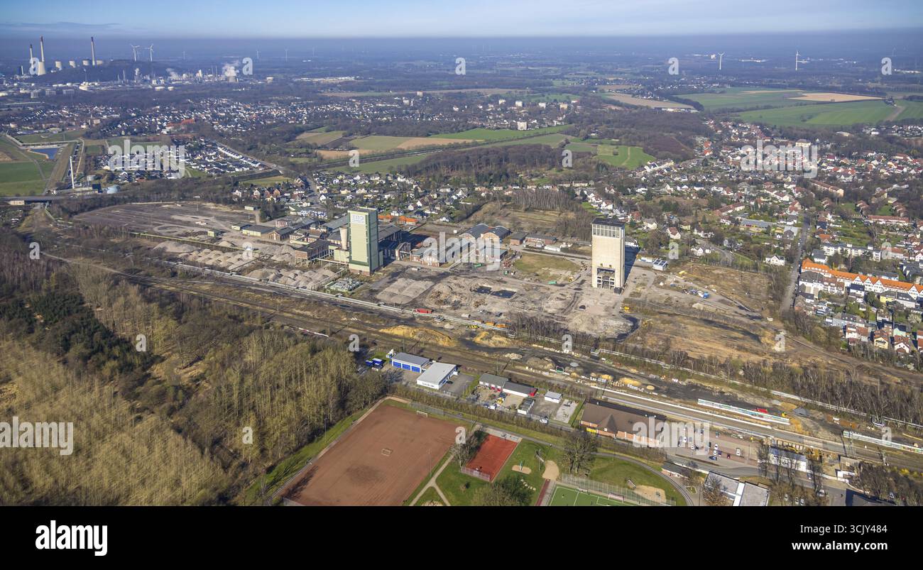 Aerial view, Former DSK Lippe mine, Egonstrasse, with demolition works ...
