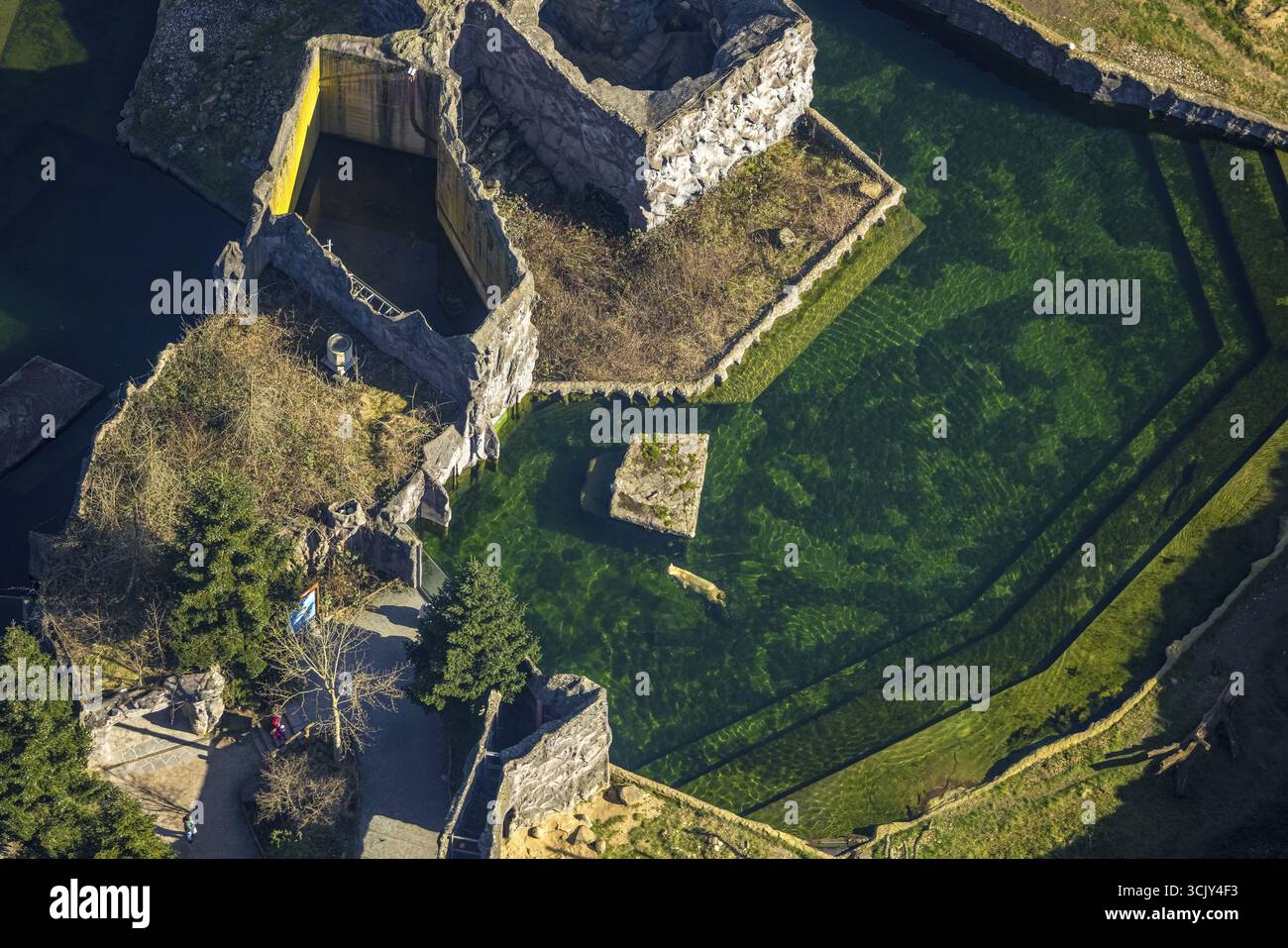 Aerial view, ZOOM Erlebniswelt, zoo and animal park, polar bear Lara ...