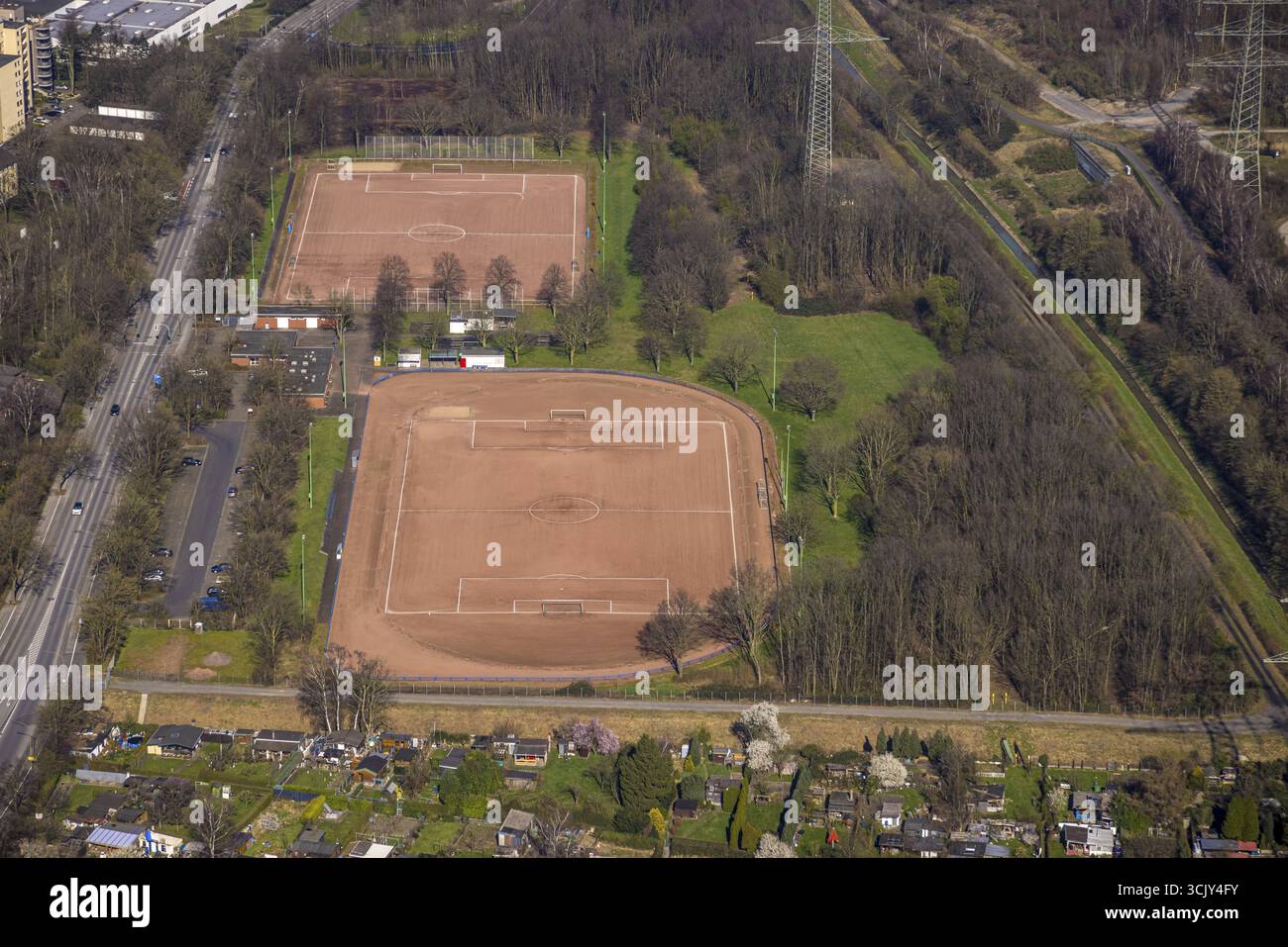 Aerial view, sports facility Reckfeldstrasse football stadium, Rot ...